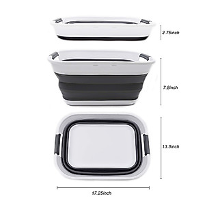 Collpasible 4.6 gallon Washing Tub - Toys container, water capacity 3.5 gallon (18L Collapsible Laundry Basket (White/Grey))