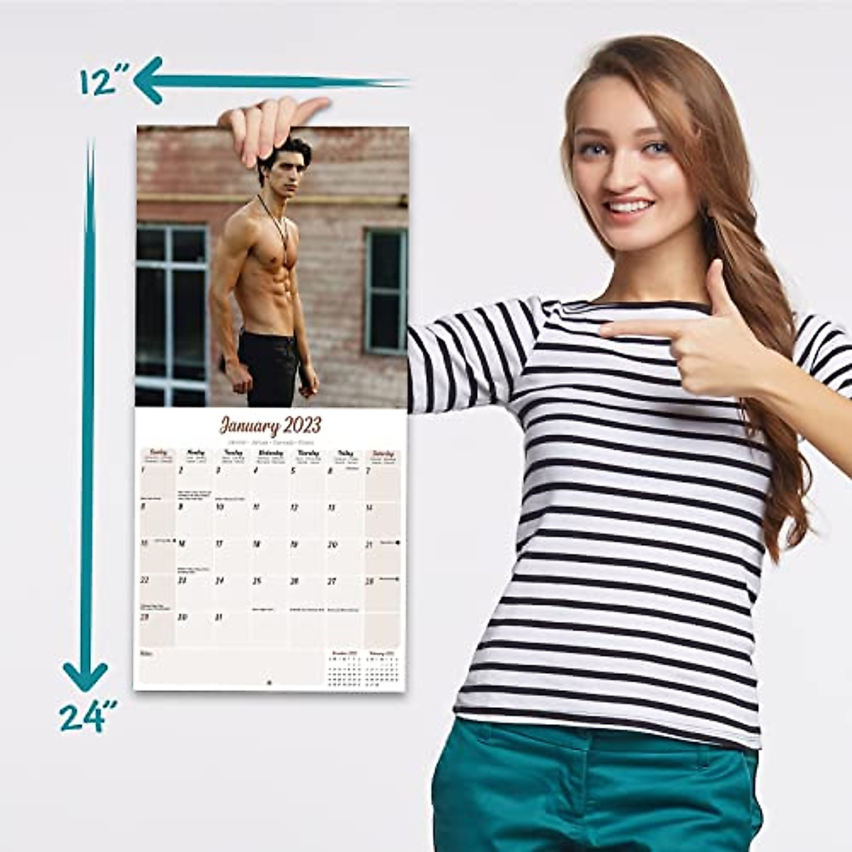 Hot Guys Calendar - Shirtless Men Calendar - Calendars 2022 - 2023 Wall Calendars - Guys 16 Month Wall Calendar by Avonside