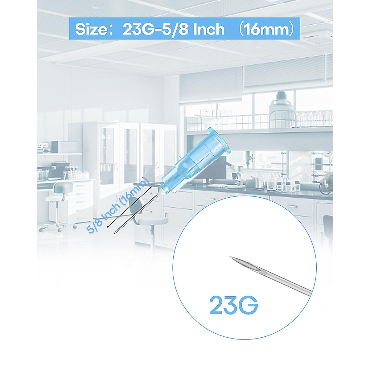 23G 5/8 Inch Needle Luer Lock Industrial Accessories, 100Pcs Individual Package Lab Tools for Refilling Liquid, Inks, Plant and Crafts