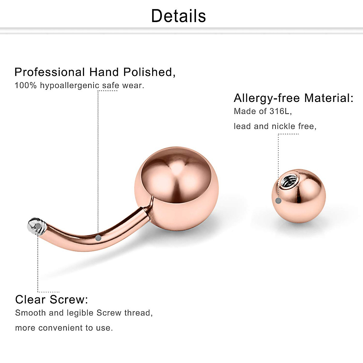 Dyknasz 14G 6MM (1/4") Short Length Surgical Steel Belly Button Rings Clear Diamond CZ Navel Ring Body Piercing Jewelry for Women Men 12 Pieces Silver-Tone Rose Gold Black