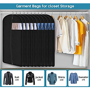 KIMBORA 43" Garment Bags for Hanging Clothes(10 Packs) & 54" Suit Bags for Closet Storage(3 Packs)