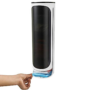 Nail-Free Wall Mount Plastic Bag Holder, 2 Opening Grocery and Shopping Bag Dispenser Hooks, Garbage Bag Organizer With Lid, Office Supplies Home Kitchen Bag Saver for Grocery Bags (White)