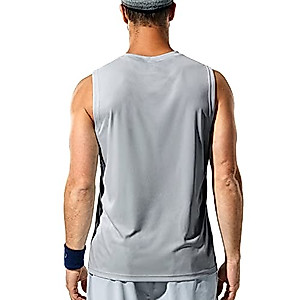 Haimont Mens Sleeveless Workout Shirt Swim Tank Quick Dry Muscle Tee, Light Grey, XL