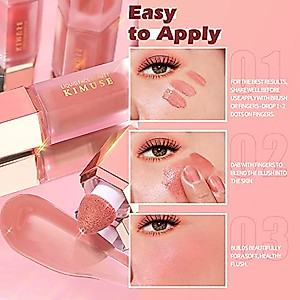 KIMUSE Soft Cream Blush Makeup, Liquid Blush for Cheeks, Weightless, Long-Wearing, Smudge Proof, Natural-Looking, Dewy Finish, Skin Tint Blush Makeup