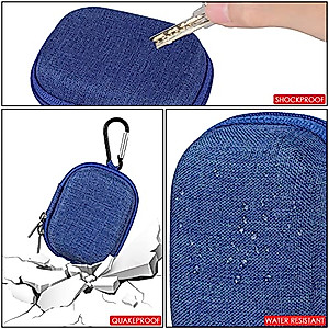 Geekria UltraShell Case with Carabiner Compatible with Jabra Elite 75t, Elite 65t True Wireless Earbuds, Replacement Protective Hard Shell Travel Carrying Bag with Cable Storage (Blue)