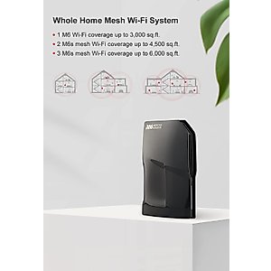 Mercku M6 Wi-Fi 6 Router for Wireless Internet Mesh Wi-Fi System 1 Pack up to 3,000 Sq.Ft. Can Add More Units to Form a Mesh Wi-Fi System, Dual-Band Gigabit Router, App Control, AX1800, Cosmo Black