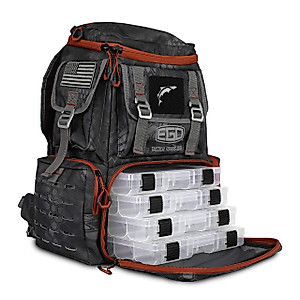 Ego Kryptek Tackle Box, Fishing Pack with 4 Accessory Trays, Water Resistant PVC, Multiple Storage Pockets, Tool Bag, G-Hook Closure System