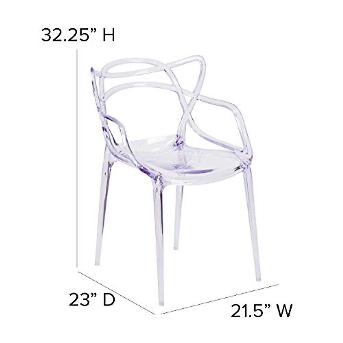 EMMA + OLIVER Transparent Fluid Style Stacking Side Chair