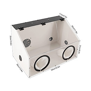 TBVECHI Fully Enclosed Electric Grinding Table Polisher, Transparent Dust Box Acrylic Cover with Led Light and Blower for Polishing Machine (2 Hole)