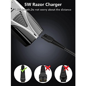 5V 1A Charger for Andis Shaver Andis Charger Power Cord Adapter Replacement for 17150 TS-1 17220 17195 Profoil 17190 17165 17170 17205 17220 Lithium Titanium Plus TS-2 Replacement Pro Foil Shaver- 5Ft