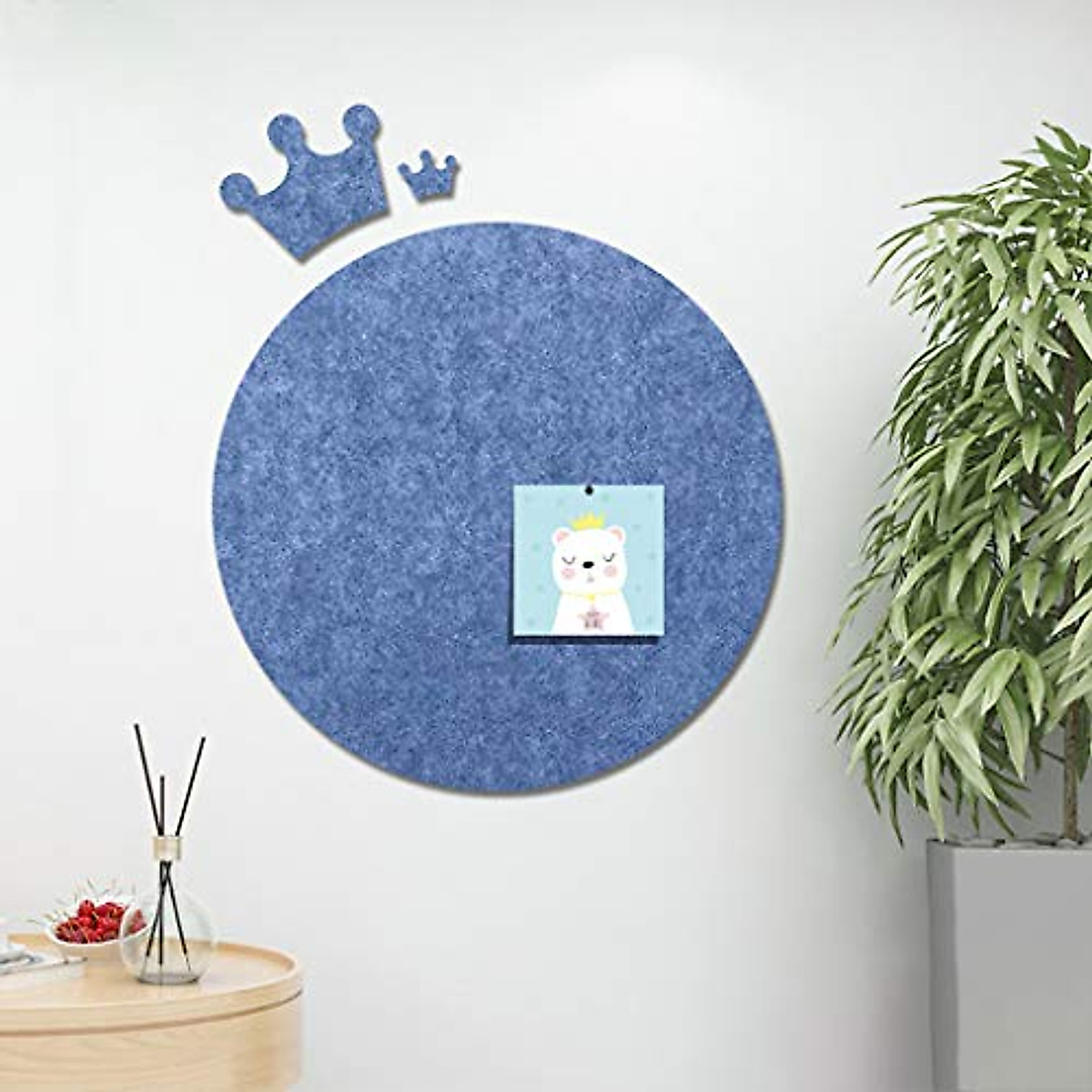 Round Felt Board, self-Adhesive Bulletin Board for Home Office Kitchen, Kindergarten Color Background Wall Sticker