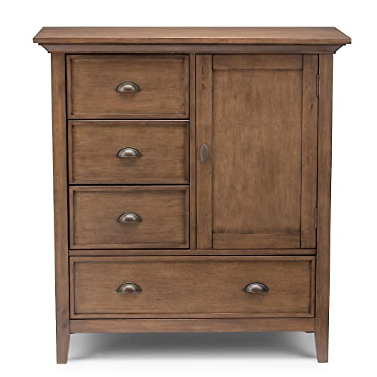 SIMPLIHOME Redmond SOLID WOOD 39 inch Wide Transitional Medium Storage Cabinet in Rustic Natural Aged Brown with 3 Small Drawers, 1 Large Drawer