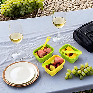 FUSMYE 3 PCS Collapsible Silicone Snack Containers Leak Proof, 11.8 oz Small Bento Box with Lids, Fruits Soups Food Storage For Kitchen, Camping, BPA Free, Microwavable