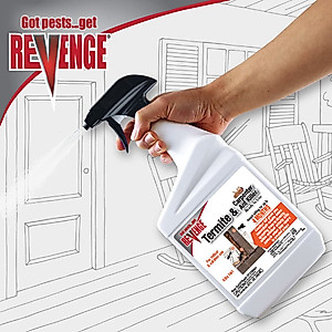 Bonide Revenge Termite & Carpenter Ant Killer Spray, 32 oz Ready-to-Use Long Lasting Pesticide for Indoors and Outdoors
