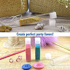 The Beadsmith Clear Plastic Tubes - 3 x .5 Inch Square Tubes - Flat Caps - Use for Beads, Bath Salts, Wedding & Party Favors, Home or Office Storage - Bag of 100