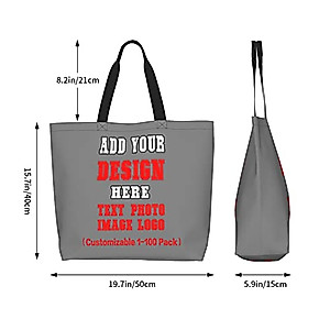 Custom Bag Personalized Bag Customized Gifts For Women Design Company Logo Name Travel Bag Shopping Shoulder Bag Custom Gift Gray Tote Bag
