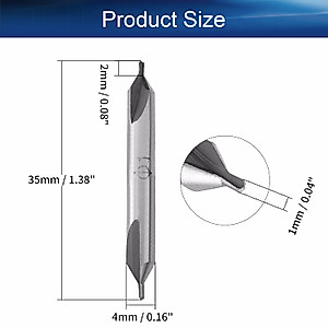 Auniwaig 10pcs Center Drill HSS-6542 Countersink Lathe Bit Mill Tool, 1mm x 3mm Combined Drills Plain Type A, Combined Countersinks Drills Set Tool Silver