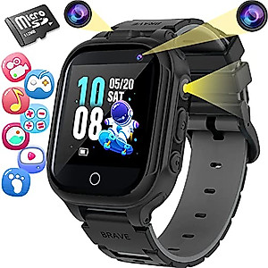 Smart Game Watch for Boys Girls - Kids Smart Watch with 14 Puzzle Games 1.54" HD Touch Screen Music Player Dual Camera 12/24 hr Pedometer Flashlight Birthday for Girls Kids