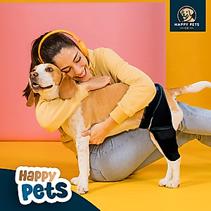 HAPPY PETS CO Dog Knee Brace Adjustable Front Hind Leg Brace for Cruciate Ligament Injury, Luxating Patella, Torn ACL
