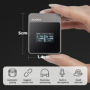 GODOX MoveLink M2 Wireless Lavalier Microphone System, 2.4GHz Dual Channel Lapel Mic with Charging Case for DSLR Cameras Smartphones for YouTube Interview Video Recording Vlogging Live Streaming