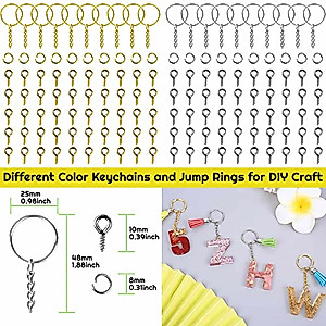 Thrilez Alphabet Resin Molds Kit with Alphabet Silicone Molds, Epoxy Resin, Mica Powder, Glitter, Foil Flakes, Tassels, Keychains, Jump Rings and Pin Vis for Resin Keychain Making