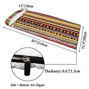 Portable Sleeping Bag Sleep Bag Cover Mat for Travel Camping Hiking Women Men Adult 3 Seasons Vintage Happy Halloween Geometric Stripes