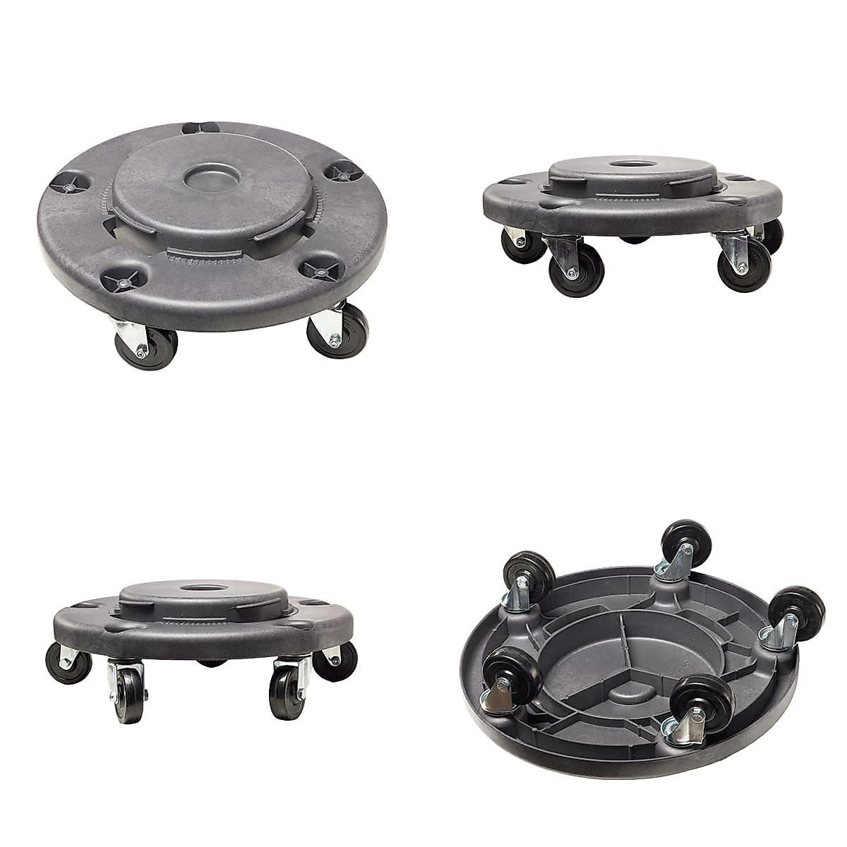 20 Gallon Red Round Commercial Trash Can with Lid and Dolly, Kitchen Waste Bin, Indoor Trash Can, Trash Bin, Durable Wastebasket, Garbage Can, Round Decorative Waste Receptacle for Office or Store