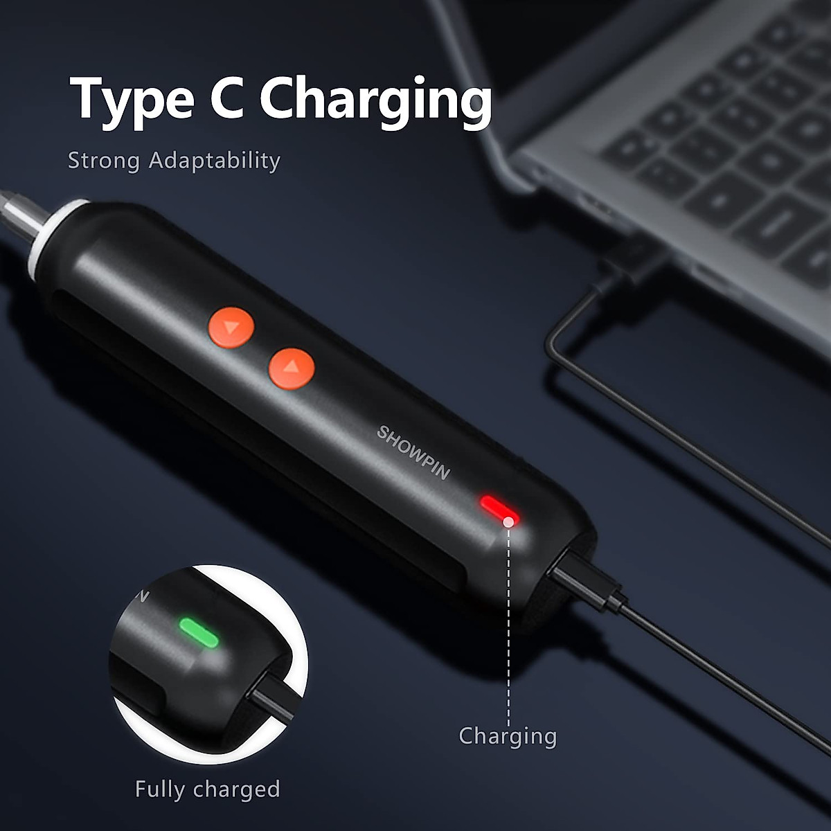 Electric Screwdriver Cordless, Power Screwdriver Set, Includes 5V Cordless Screwdriver Rechargeable with LED Lights, 20pcs Household Bits, USB-C Charging Cable, Magnetizer, Extension Rod, Manual