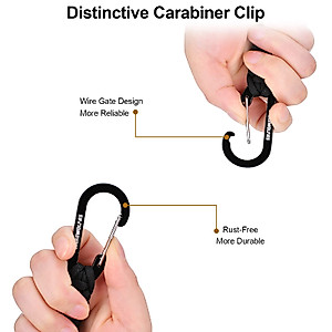 WEREWOLVES 3 Pack Paracord Keychain Carabiner, Paracord Lanyard Clip for Backpacks, Paracord Carabiner Clip for Men Women (3 Pack Black)