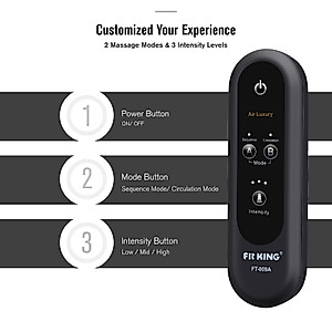 FIT KING Leg Air Massager for Circulation and Relaxation Foot and Calf Massage with Handheld Controller 3 Intensities 2 Modes (with 2 Extensions)- FSA HSA Eligible