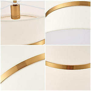 ELYCCUPA Modern Chandelier with Off-White Fabric Shade and Brass Finished Adjustable Pendant Light for Kitchen Island Living Room Bedroom Hallway, E26, Dia 18 Inch, UL Listed