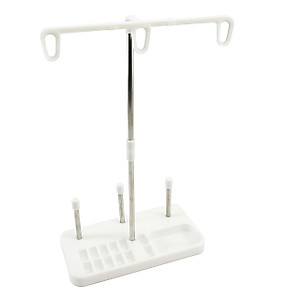 Light Weight Thread Stand - 3 Spools Holder for Domestic (Home-Base) Embroidery and Sewing Machines - Four Colors for Choices - White