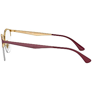 Ray-Ban RX6422 Square Prescription Eyeglass Frames, Matte Bordeaux On Rose Gold/Demo Lens, 49 mm