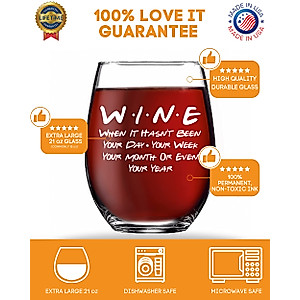 Best Friends Funny Stemless Wine Glass Wine Tumbler Drinking Glass 17 Oz with Funny Sayings For Women & Men