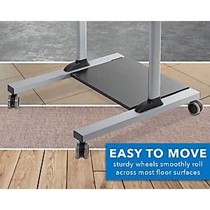 Mount-It! Mobile Standing Desk with Dual Monitor Mount - 40 Inch Wide Height Adjustable Rolling Computer Workstation with Four Wheels,