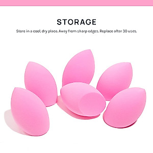 AOA Studio Collection Makeup Sponge Set Makeup Blender Latex Free and High-definition Super Soft Set of 6 Makeup Blender For Powder Cream and Liquid, Beauty Cosmetic Beveled Shape (Pink)