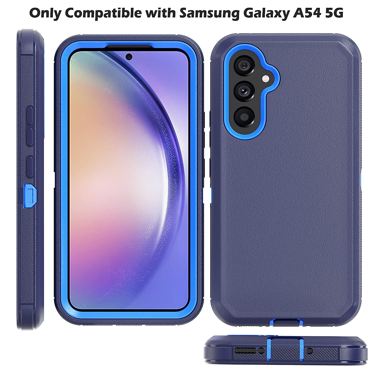 TASHHAR Phone Case for Samsung Galaxy A54 5G case,Heavy Duty Hard Shockproof Armor Protector Case Cover with Belt Clip Holster for Samsung A54 5G 2023 Phone Case (Navy Blue)