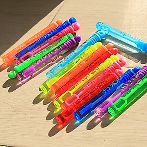 Bubble Wands Party Favors Pack of 64, Mini Neon Bubble Wands | Odor-Free Non-Toxic Kids’ Bath Toy/Birthday Treats Bubble Maker Toys for Kids | Outdoor Summer Events & Celebration Toy Gift