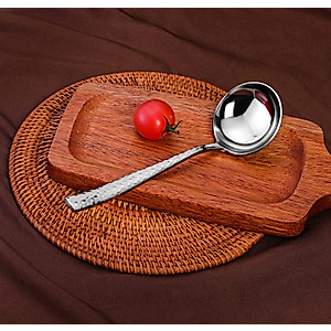 KEAWELL Unique 7.5 inch Small Hammered Sauce ladle, 1 oz. 18/10 Stainless Steel Gravy Soup Ladle. Solid and Sturdy, Dishwasher Safe (2)