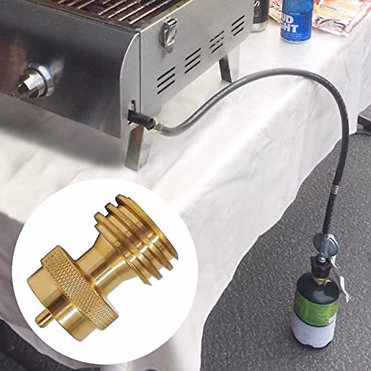 Hooshing Steak Saver Adapter 1lb to 20lb Propane Tank Adapter for Disposable Throwaway Cylinder Designed for BBQ Grill Propane Tree