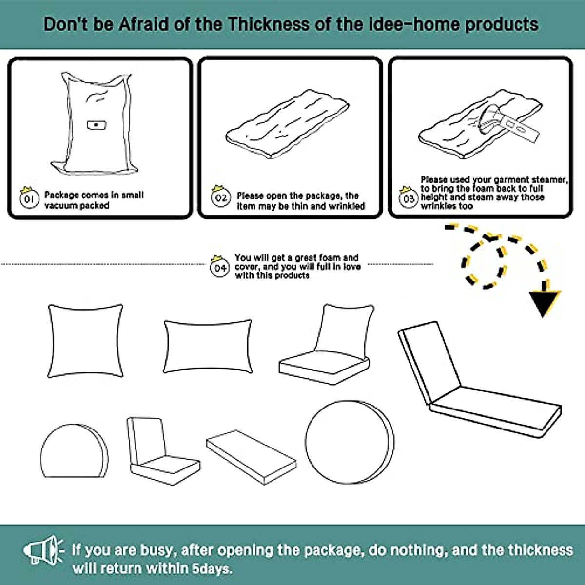 idee-home Outdoor Chair Cushions Set of 4, Thick 3" Patio Chair Cushions for Outdoor Furniture Waterproof with Ties, Outdoor Seat Cushion 17" x 16" x 3" Red