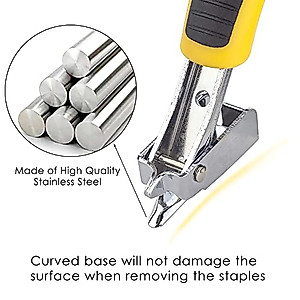 GEARLINTON Staple Remover Heavy Duty for Upholstery Staple Puller Lifter with Ergonomic Handle for Removing Nails in Furniture Carpet Floor Carton, Yellow