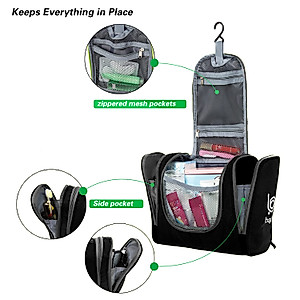 bago Travel Toiletry Bag for Women and Men - Large Waterproof Hanging Large Toiletry Bag for Bathroom and Travel Bag for Toiletries Organizer -Travel Makeup Bag (Black)