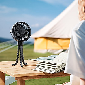 GUSGU GF35 Stroller Fan Battery Operated, Small Portable Fan Clip on for Baby, USB Rechargeable Handheld Personal Fan Flexible Tripod for Travel, Car Seat, Camping, Bedroom