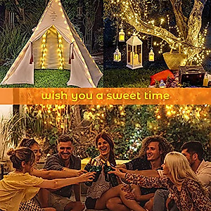 Solar String Lights Outdoor, 72ft 200 LED Solar Powered Fairy Lights with 8 Modes, Waterproof Solar Decoration Copper Wire Lights for Patio Yard Trees Garden Christmas Wedding Party (Warm White)