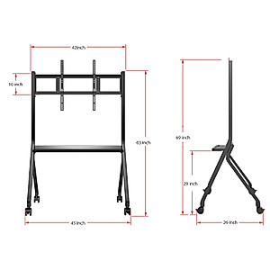 Smart Board Stand with Wheels, Mobile Rolling Interactive Whiteboard Stand with Wall Mount for 55”– 86”