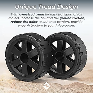 ZAITOE Heavy-Duty Cooler Wheels Replacement for Igloo 5 Gal Beverage Rollers, Igloo Ice Cube 60 QT & 70 QT Rollers, 4 Inch, Black (2 Pack)