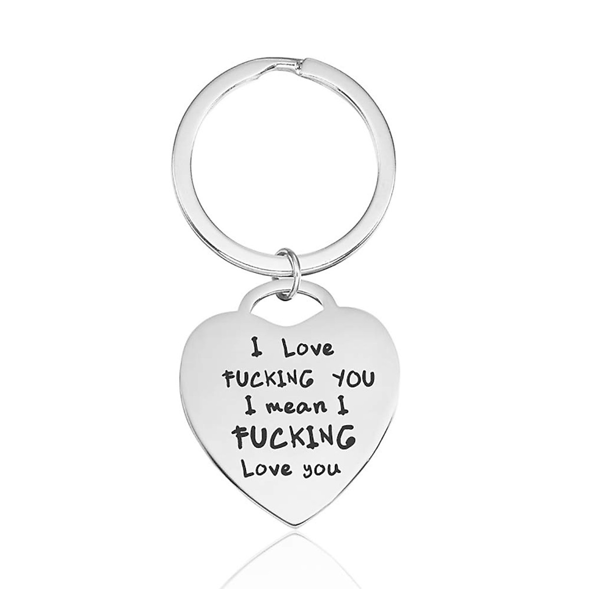 Meiligo® Fashion Valentine's Day I Love Fucking You Letter Bracelet Key Chain Dog Tag Charm Pendant Couples Love Lettering Tag Necklace Jewelry (Love Heart Keychain)