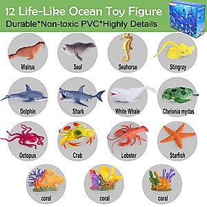 INNOCHEER Kids Ocean Animals Toys, Sea Animals Toys for Kids,18 Pack Ocean Toys for Kids Toddlers Boys Girls Age 3-8-12, Sea Creatures Toys Set for Kids with PlayMat Including Shark, Whale, Dolphin