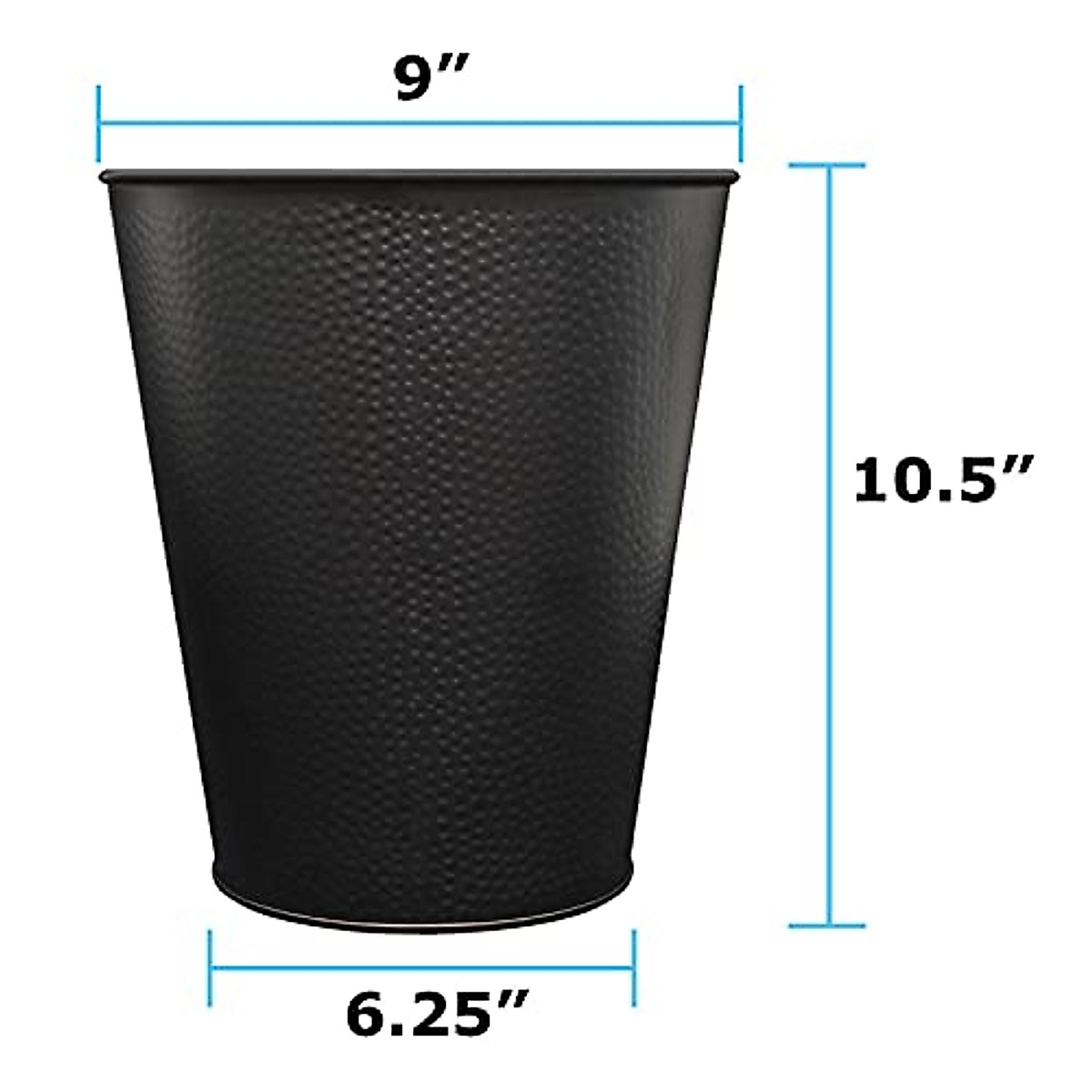 Wastebasket for Bedroom, Bathroom, Trash Can 6 Liters, Black, Stainless Steel
